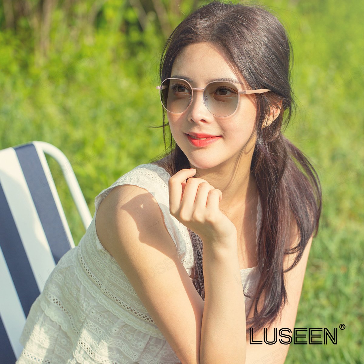 LUSEEN Eyeglasses Photochromic And Anti Radiation Glasses Round Full ...