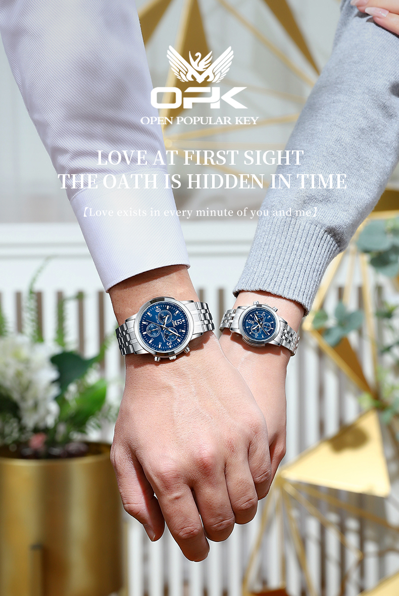 OPK Couple Watch Waterproof Original Quartz Stainless Steel Fashion ...