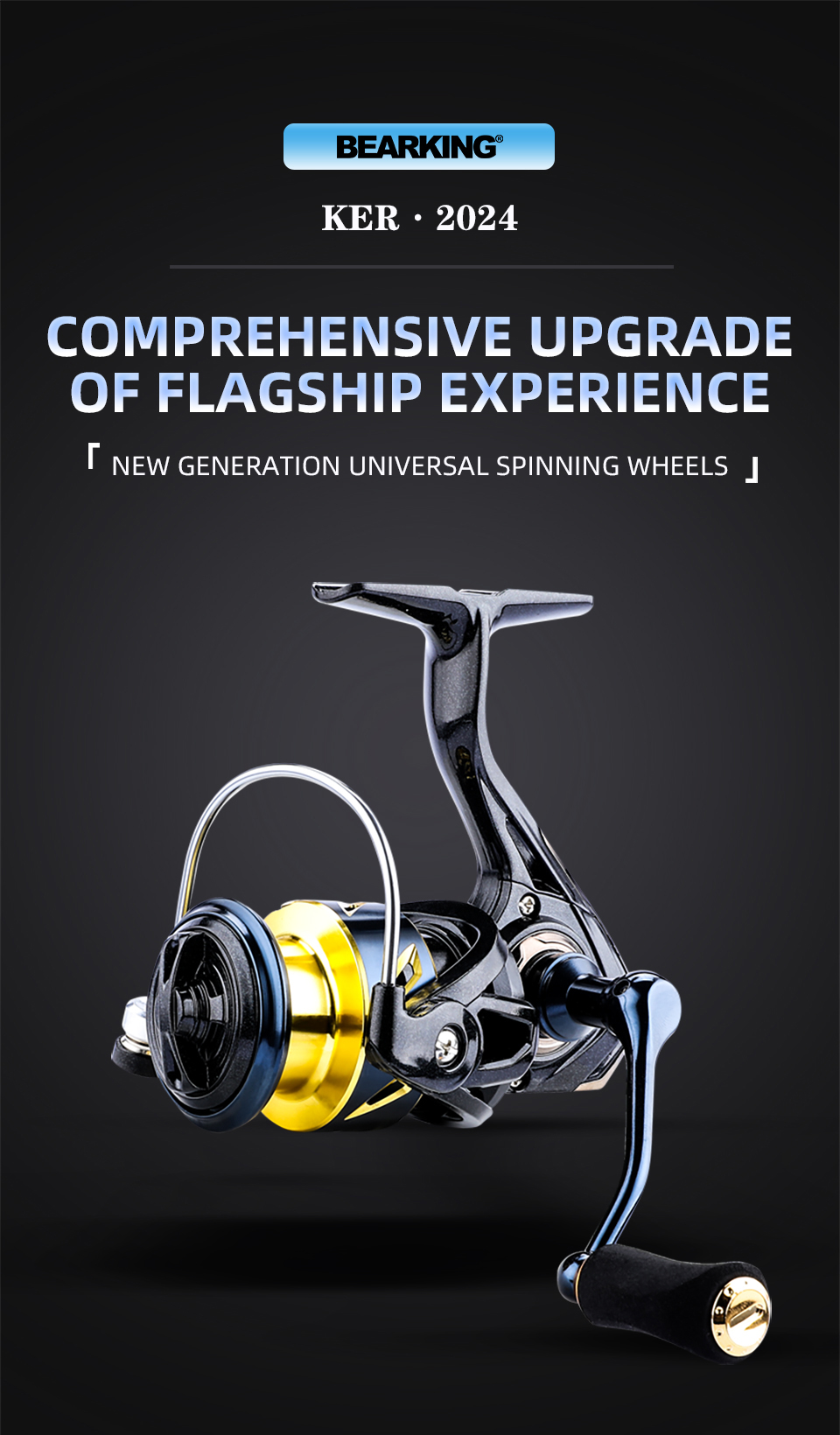 Bearking Fishing Reel KER 5.2:1 Size 1000-3000 Max Drag 8KG with Plug-in Rocker Arm and Middle ...