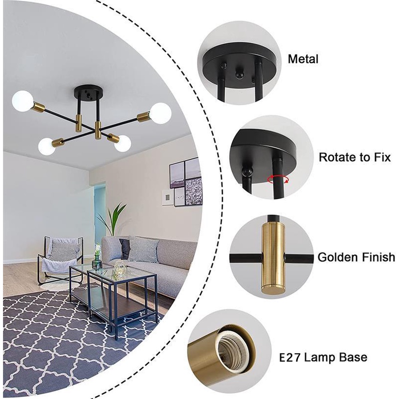 Ceiling Light Modern Industrial Style 4/6/8 Light Chandelier Light ...