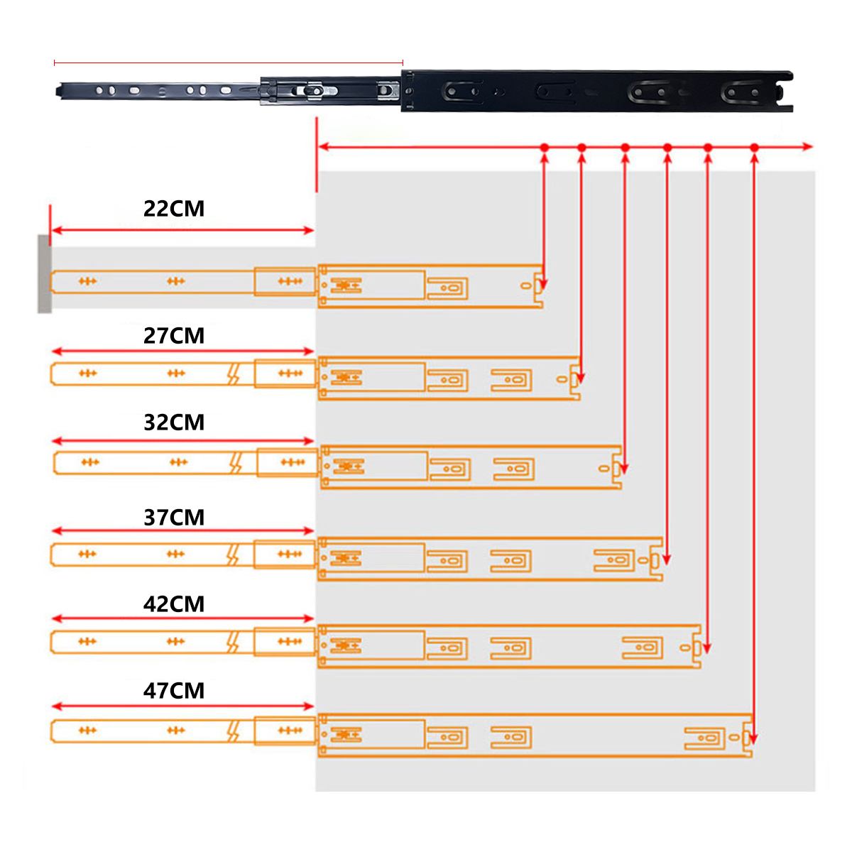 Drawer Slide 1 Pair Hydraulic Drawer Guide Soft Close Keyboard Drawer Desk Extension Ball