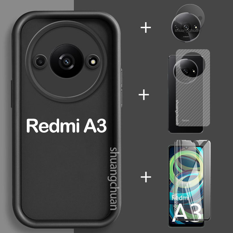 4in1 for Xiaomi Redmi A3 Case Shockproof Silicone Solid Color Back ...