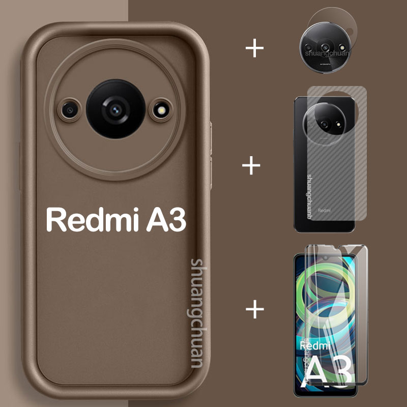 4in1 for Xiaomi Redmi A3 Case Shockproof Silicone Solid Color Back ...