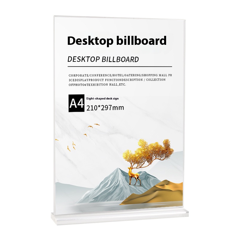 Acrylic stand a4 a6 menu holder billboard bracket T-shaped horizontal ...
