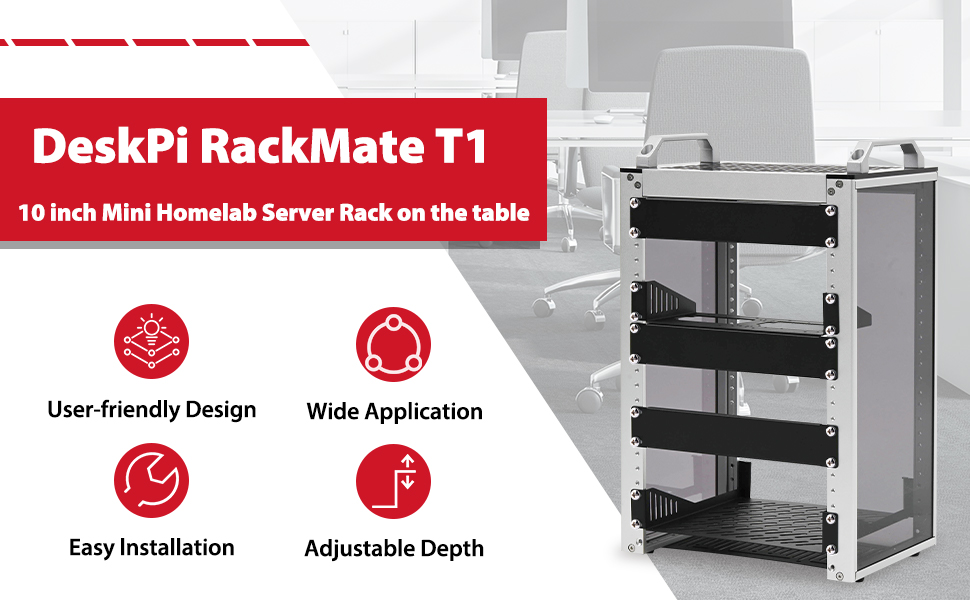 DeskPi RackMate T1, 10 Inch 8U Server Cabinet for Network, Servers ...