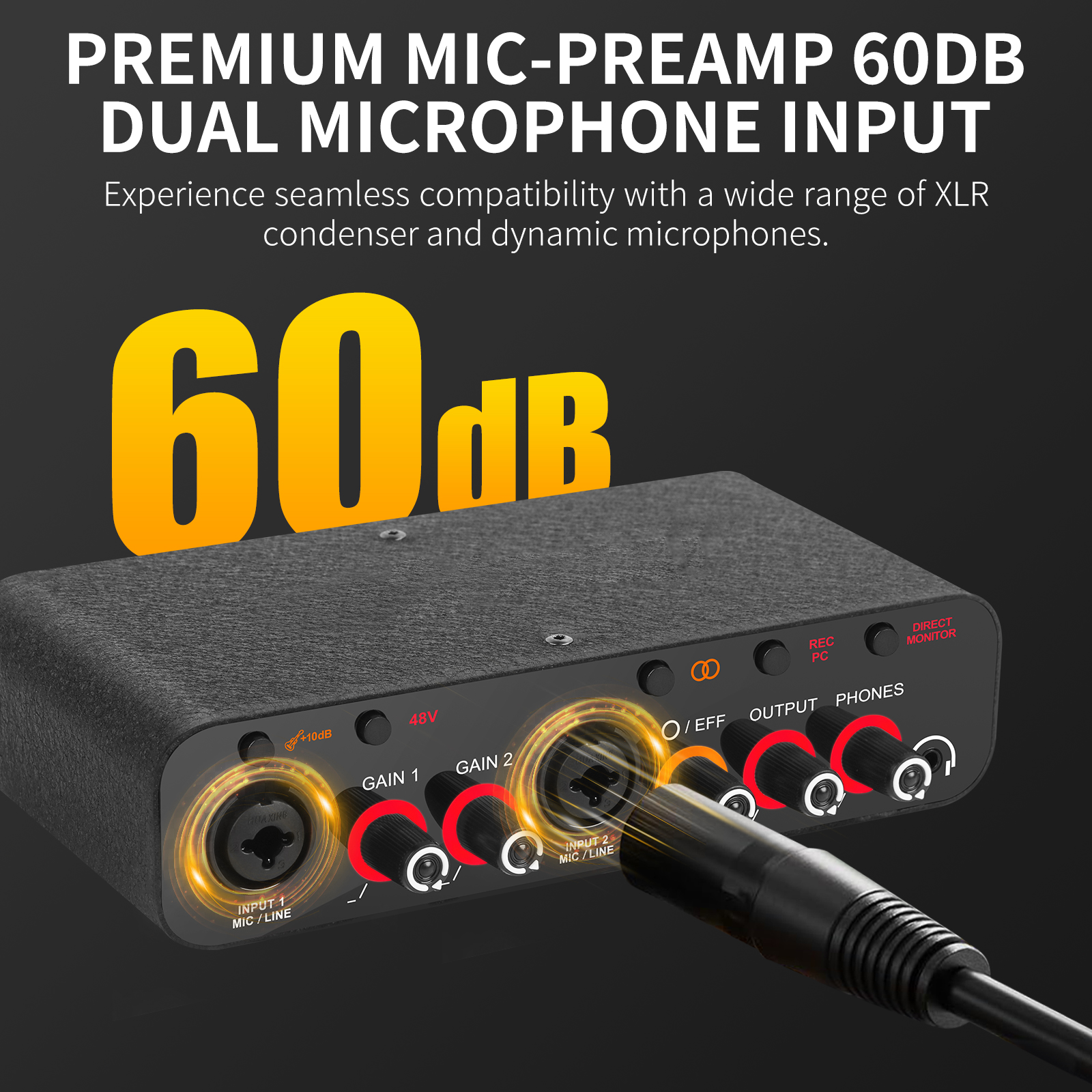 Q-26 Professional Audio Interface Stereo/Mono USB Recording Sound Card ...