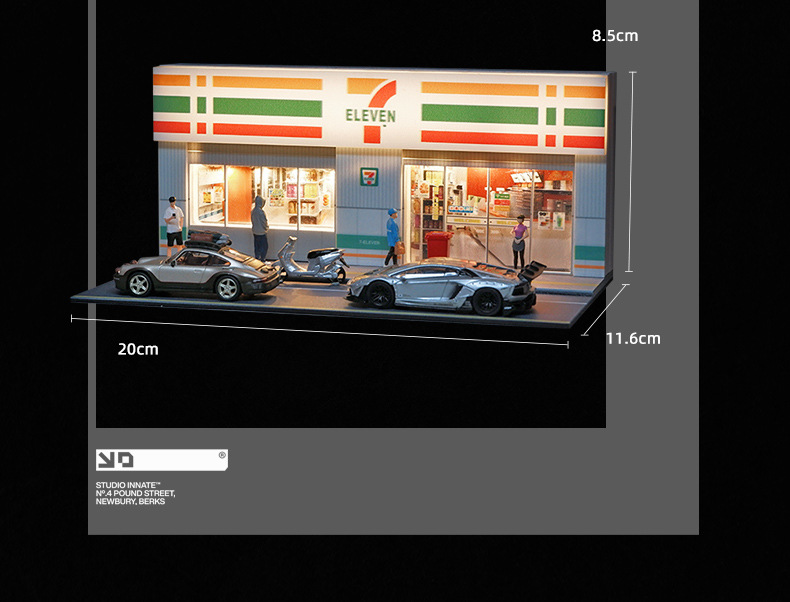 Scene Model 1/64 Miniature street view building model McDonald's 711 ...