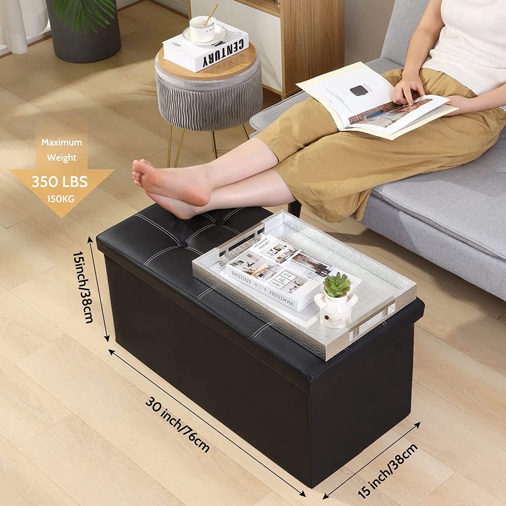 Storage Box Chair Stool Foldable Sofa Storage Box Leather Folding ...