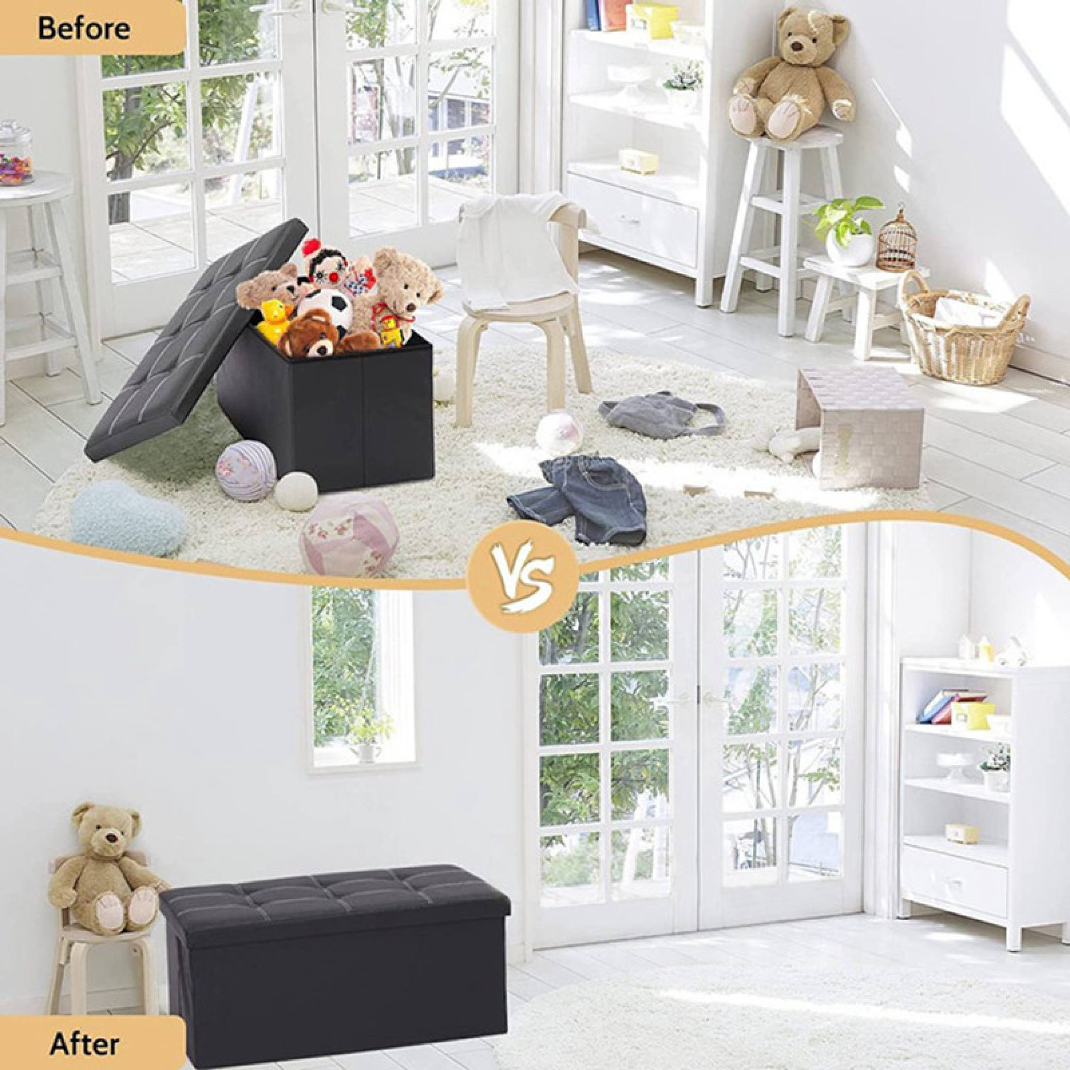 Storage Box Chair Stool Foldable Sofa Storage Box Leather Folding ...