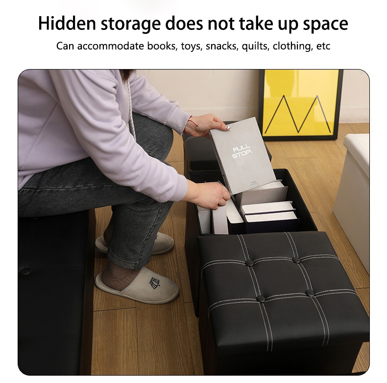 Storage Box Chair Stool Foldable Sofa Storage Box Leather Folding ...