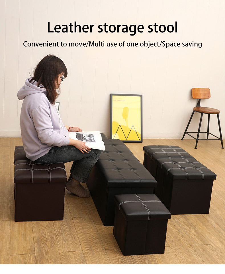 Storage Box Chair Stool Foldable Sofa Storage Box Leather Folding ...