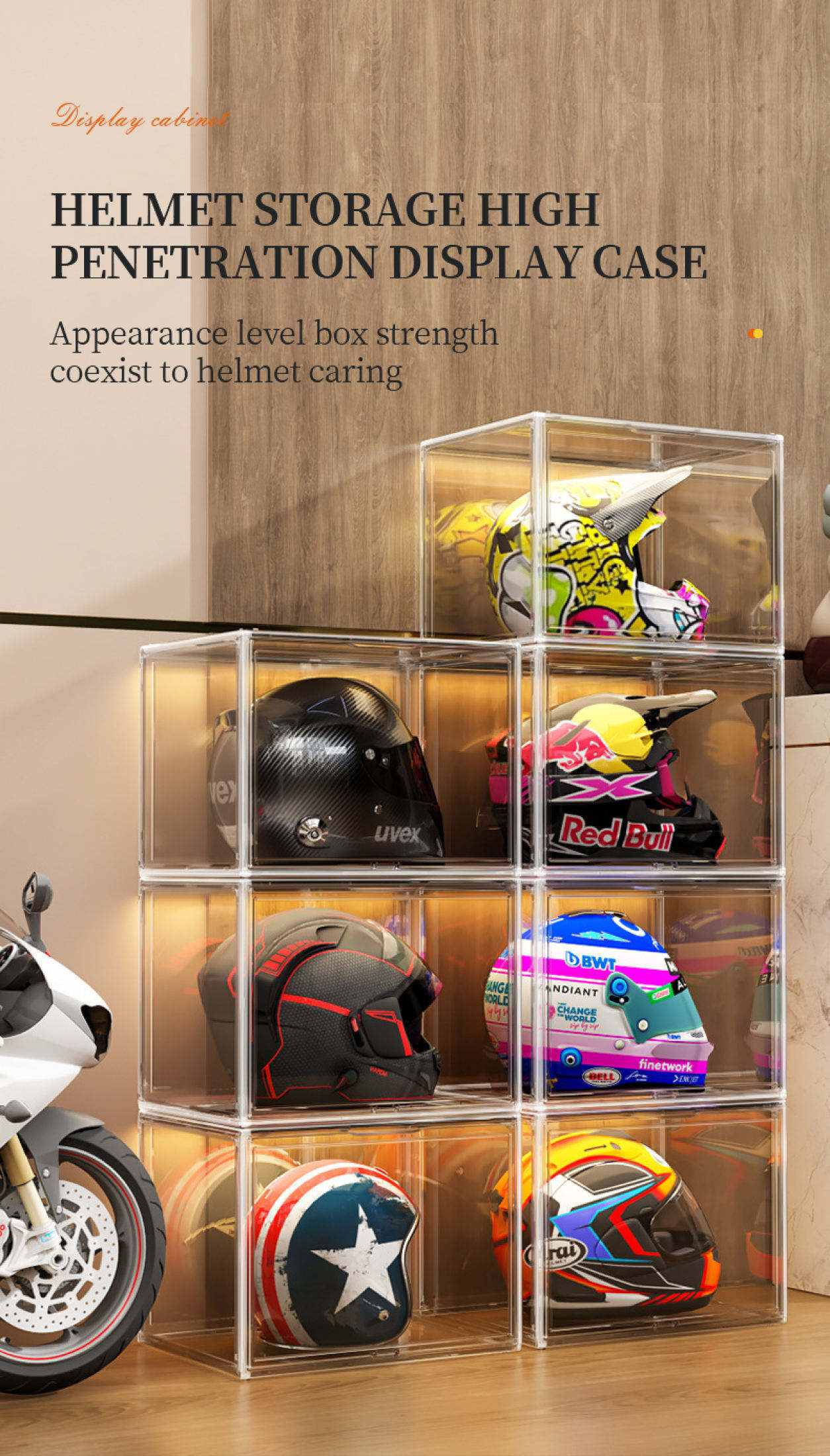MISN Extra-large Siz Transparent Acrylic Helmet Storage Cabinet Handbag ...