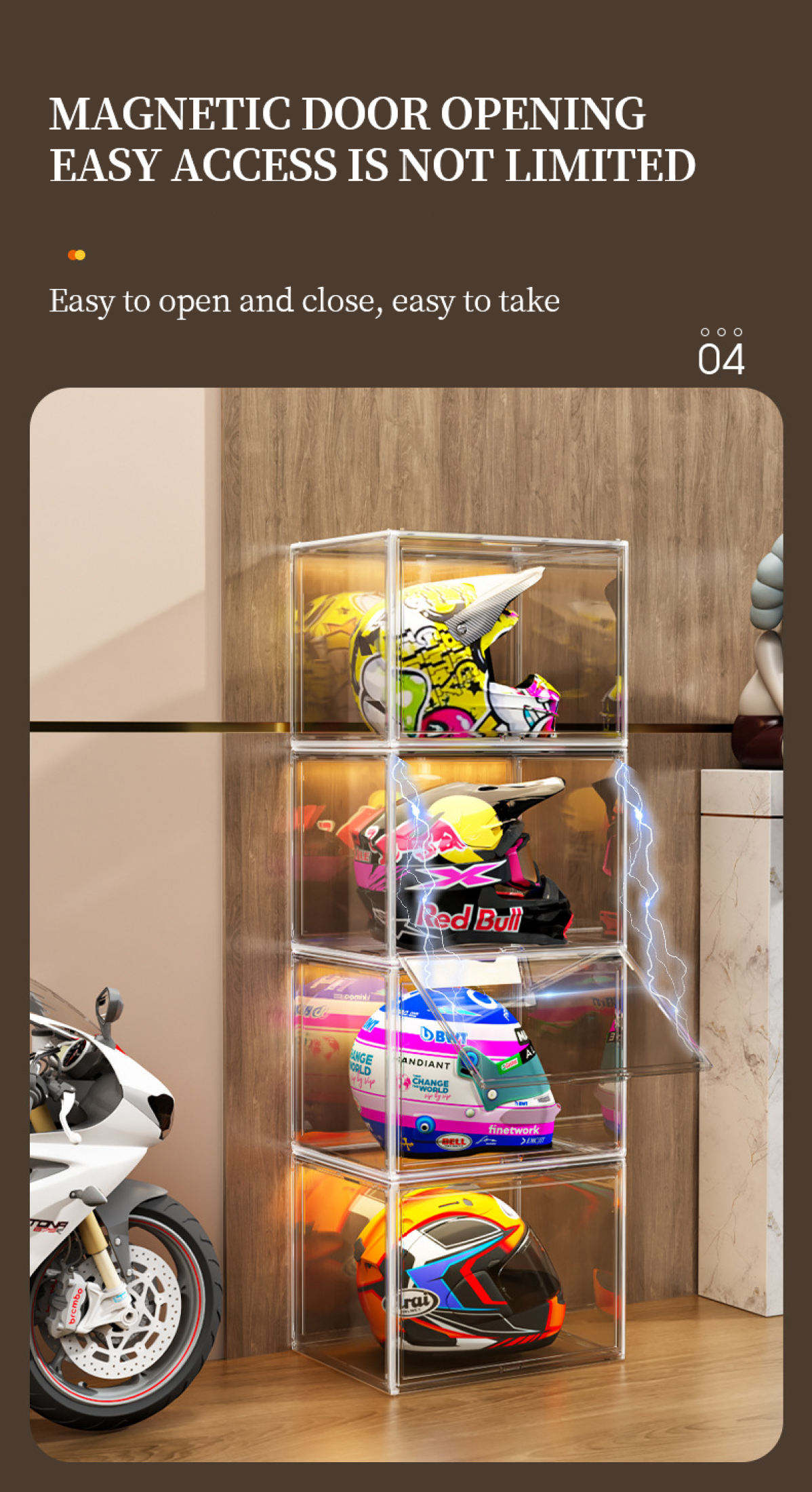 MISN Extra-large Siz Transparent Acrylic Helmet Storage Cabinet Handbag ...