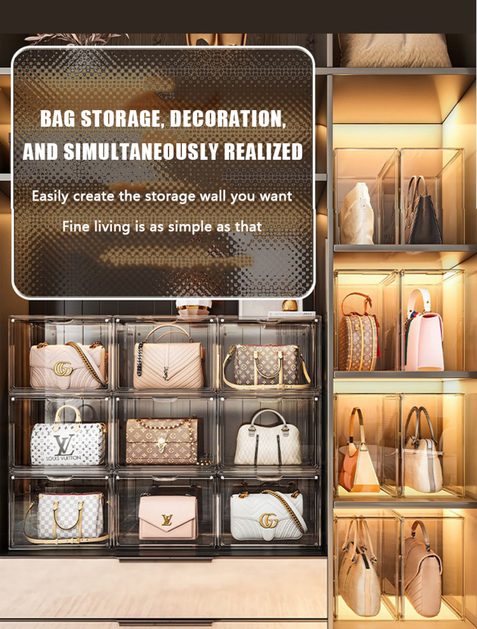 MISN Acrylic Bag Organizer Stackable Acrylic Display Case Magnetic ...