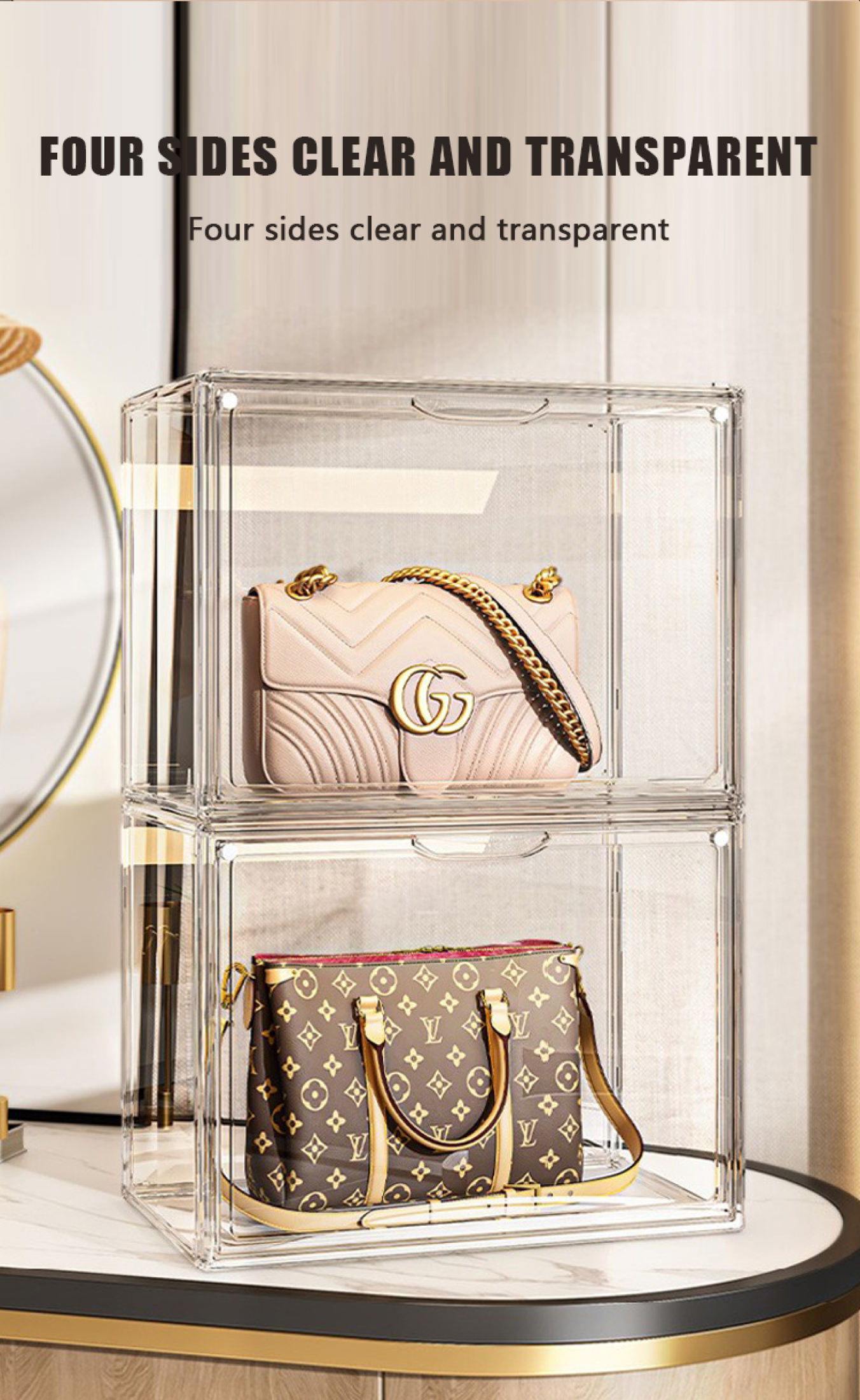 MISN Acrylic Bag Organizer Stackable Acrylic Display Case Magnetic ...