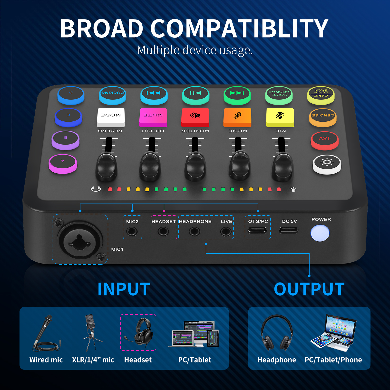F11 Live Sound Card, Professional Audio Interface RGB Light Soundcard ...