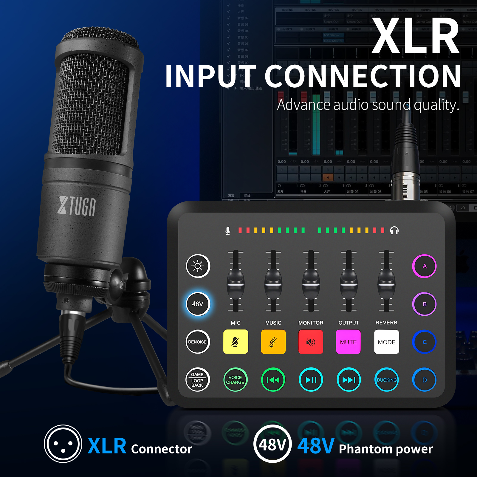 F11 Live Sound Card, Professional Audio Interface RGB Light Soundcard ...