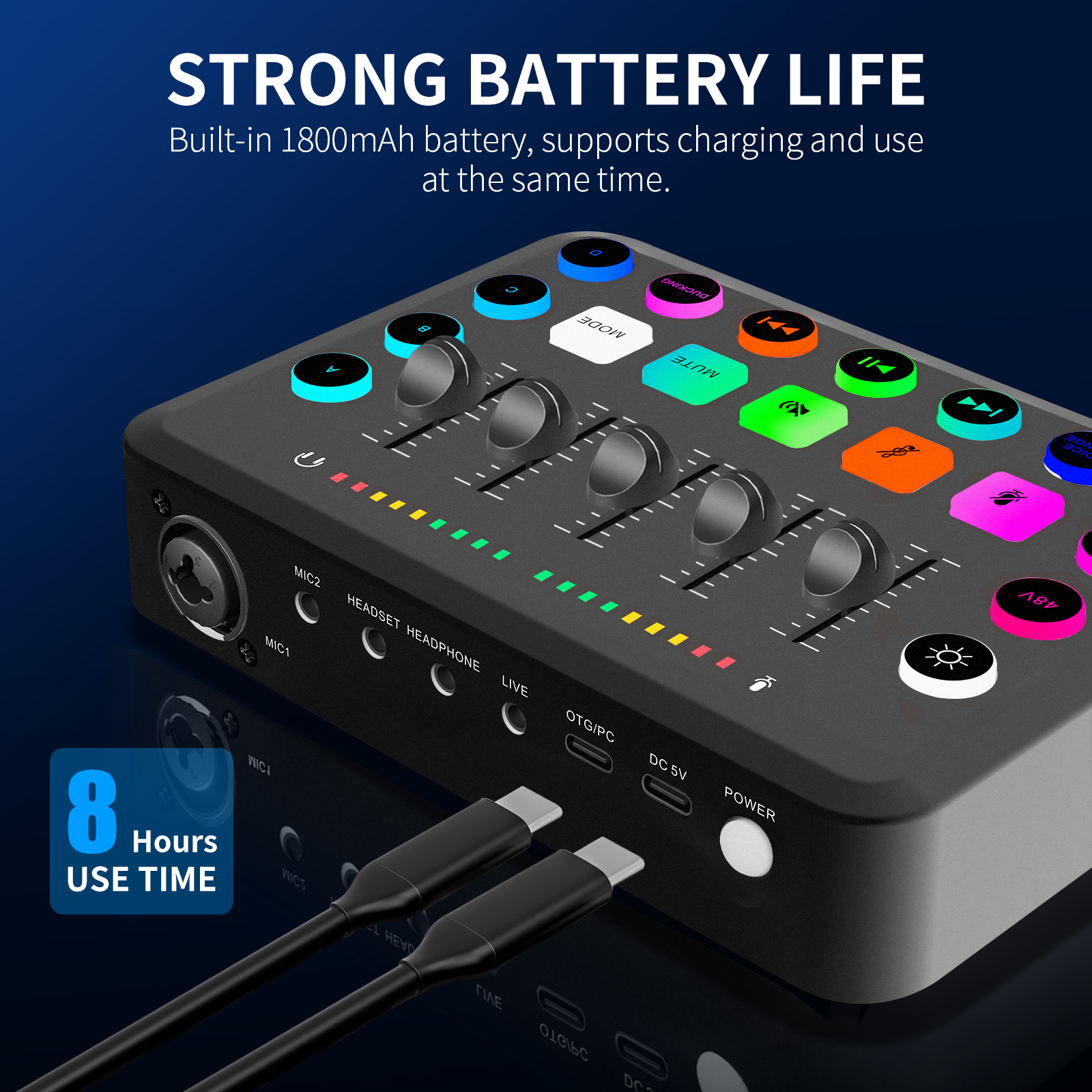 F11 Live Sound Card, Professional Audio Interface RGB Light Soundcard ...