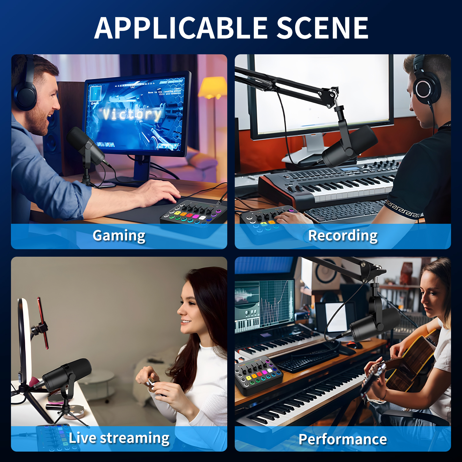 F11 Live Sound Card, Professional Audio Interface RGB Light Soundcard ...