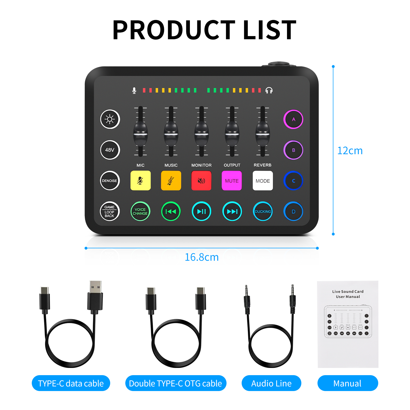 F11 Live Sound Card, Professional Audio Interface RGB Light Soundcard ...