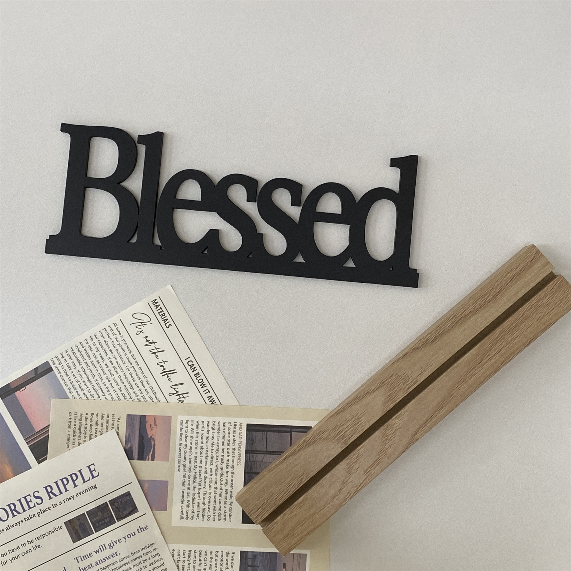 Motivational Wooden Sign – Blessed Inspirational Shelf Decor for Home ...