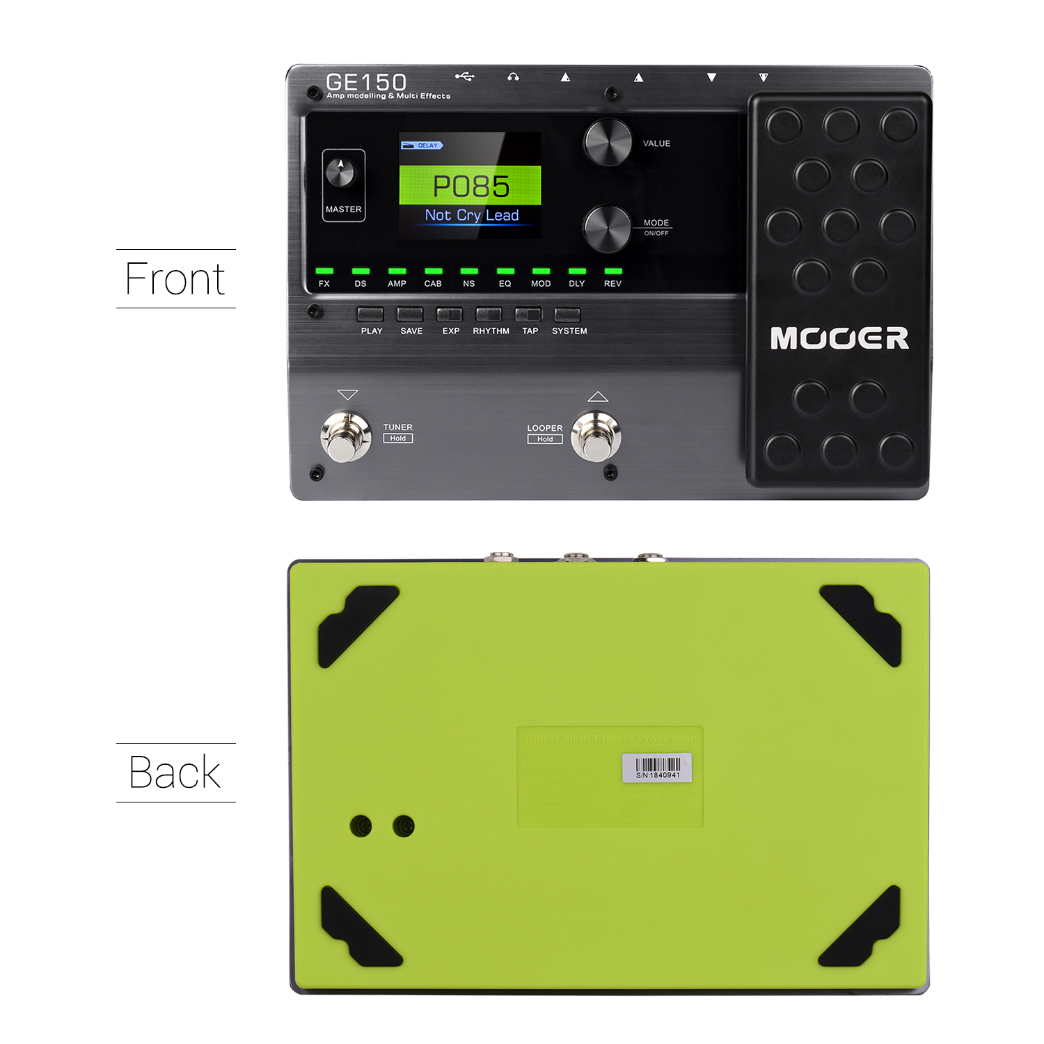 MOOER GE150 Amp Modelling & Multi Effects Pedal 55 Amplifier Models 151 ...