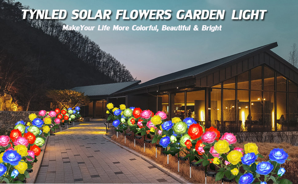 Solar Light Rose 7 Color Outdoor Waterproof LED Landscape Lamp for ...