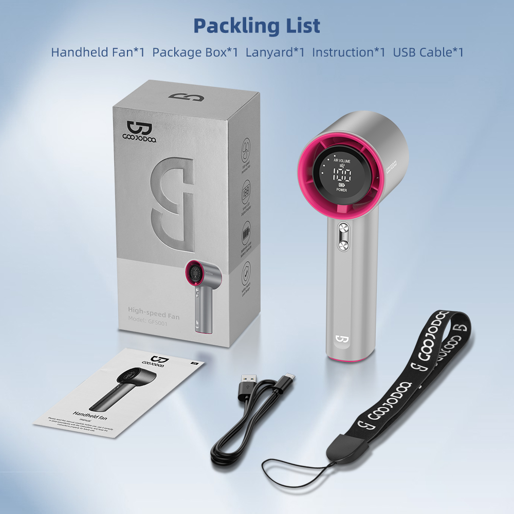 GOOJODOQ High Speed Handheld Fan Powered Portable Quiet Operation ...