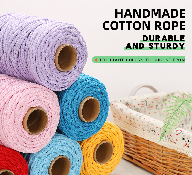 4mm 100m Colorful Cotton Thread Rope Handmade DIY Braided Polyester ...