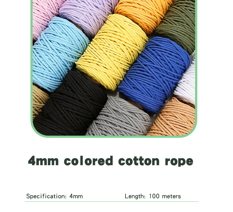 4mm 100m Colorful Cotton Thread Rope Handmade DIY Braided Polyester ...