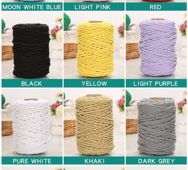 4mm 100m Colorful Cotton Thread Rope Handmade DIY Braided Polyester ...
