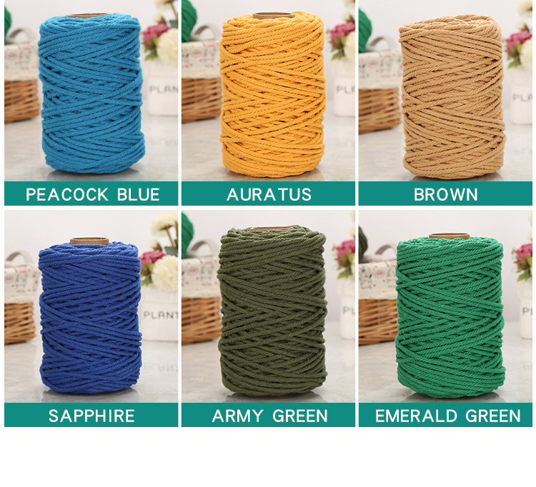 4mm 100m Colorful Cotton Thread Rope Handmade DIY Braided Polyester ...