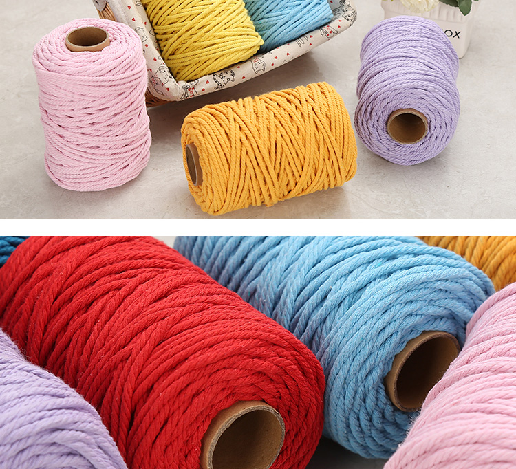 4mm 100m Colorful Cotton Thread Rope Handmade DIY Braided Polyester ...
