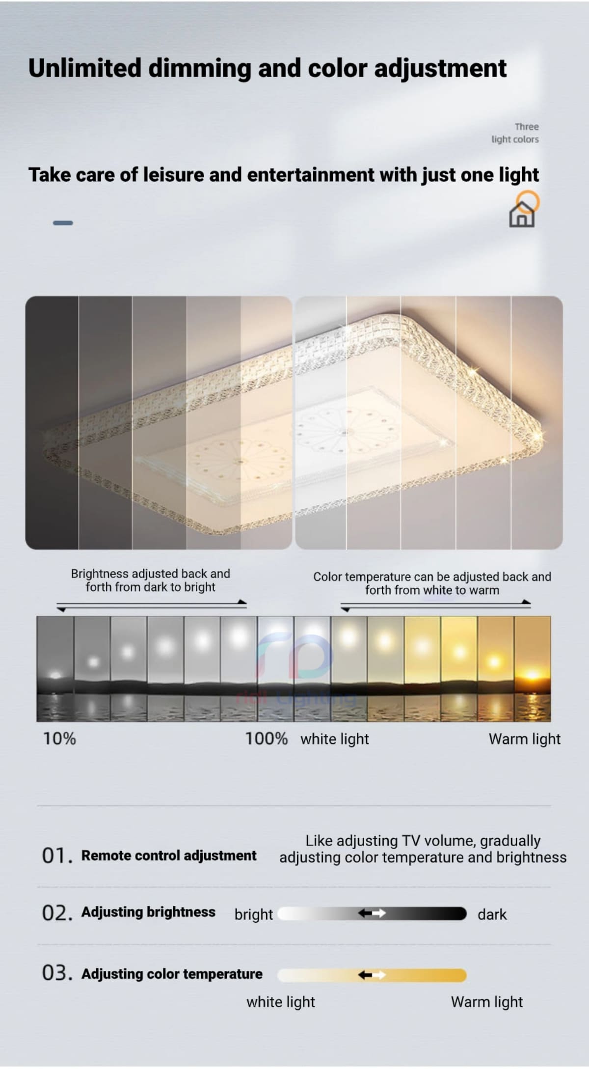 RIDI LED Nordic Three-color Ceiling Light Balcony Smple Ceiling Light ...
