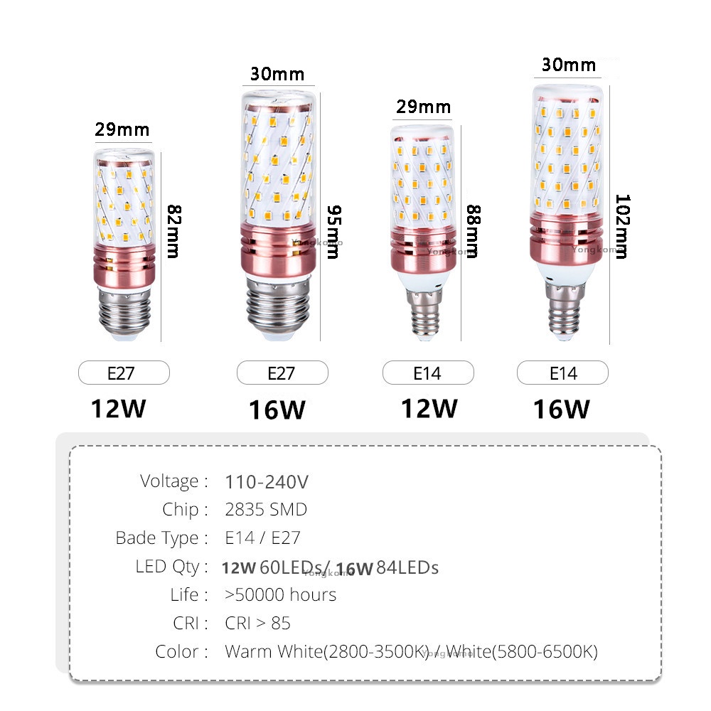 LED Light Bulb E27 E14 LED Corn Bulbs Tricolor Lamp Light Energy Saving ...