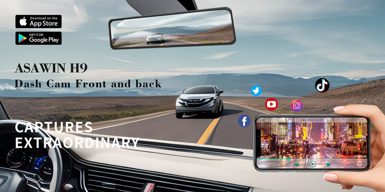 Asawin H9 11 In Rear View Mirror WIFI Dash Camera For Car Dvr Front And ...