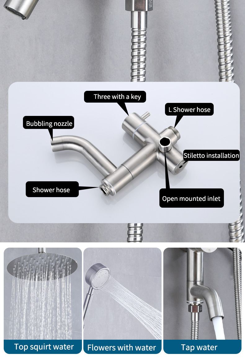 KEVE 304 Stainless Single Source Shower Set for Bathroom with Faucet 3 ...