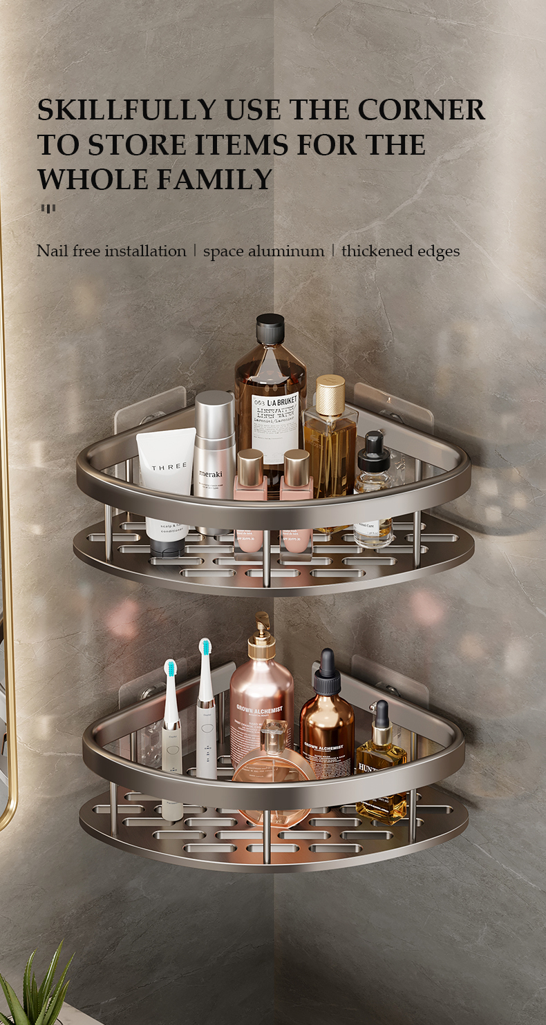KEVE Space Aluminum Bathroom Rack Bathroom Organizer Storage Shelf Rack ...