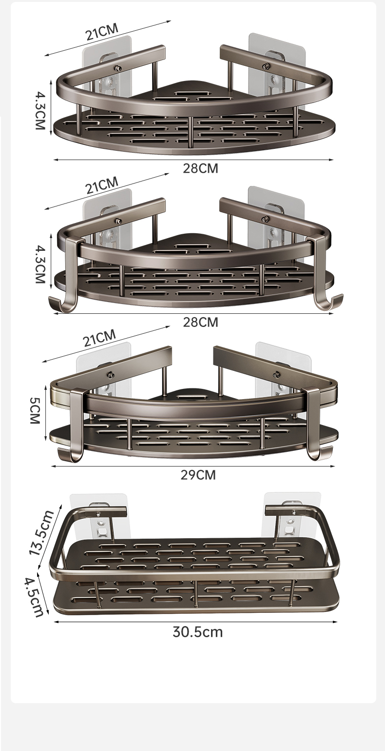 KEVE Space Aluminum Bathroom Rack Bathroom Organizer Storage Shelf Rack ...