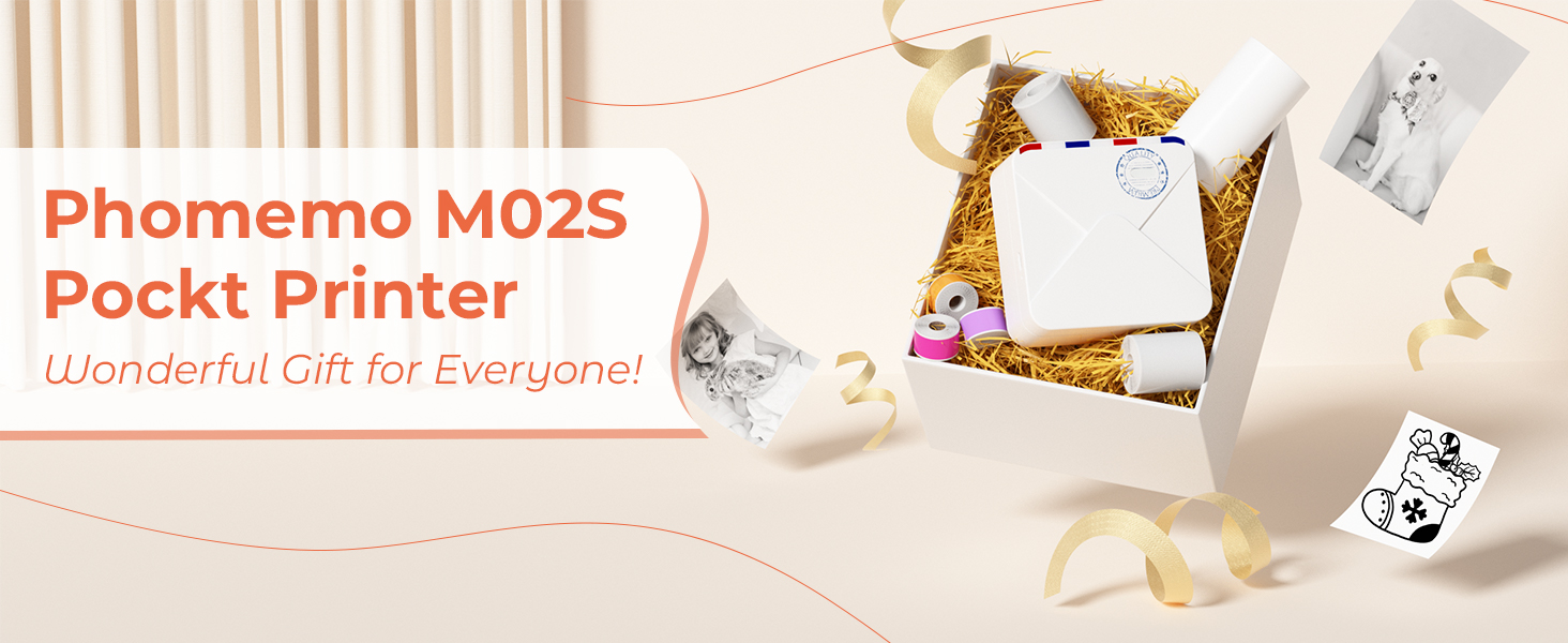 Phomemo M02S 304dpi Mini Label Maker Printer,Bluetooth Portable Thermal ...
