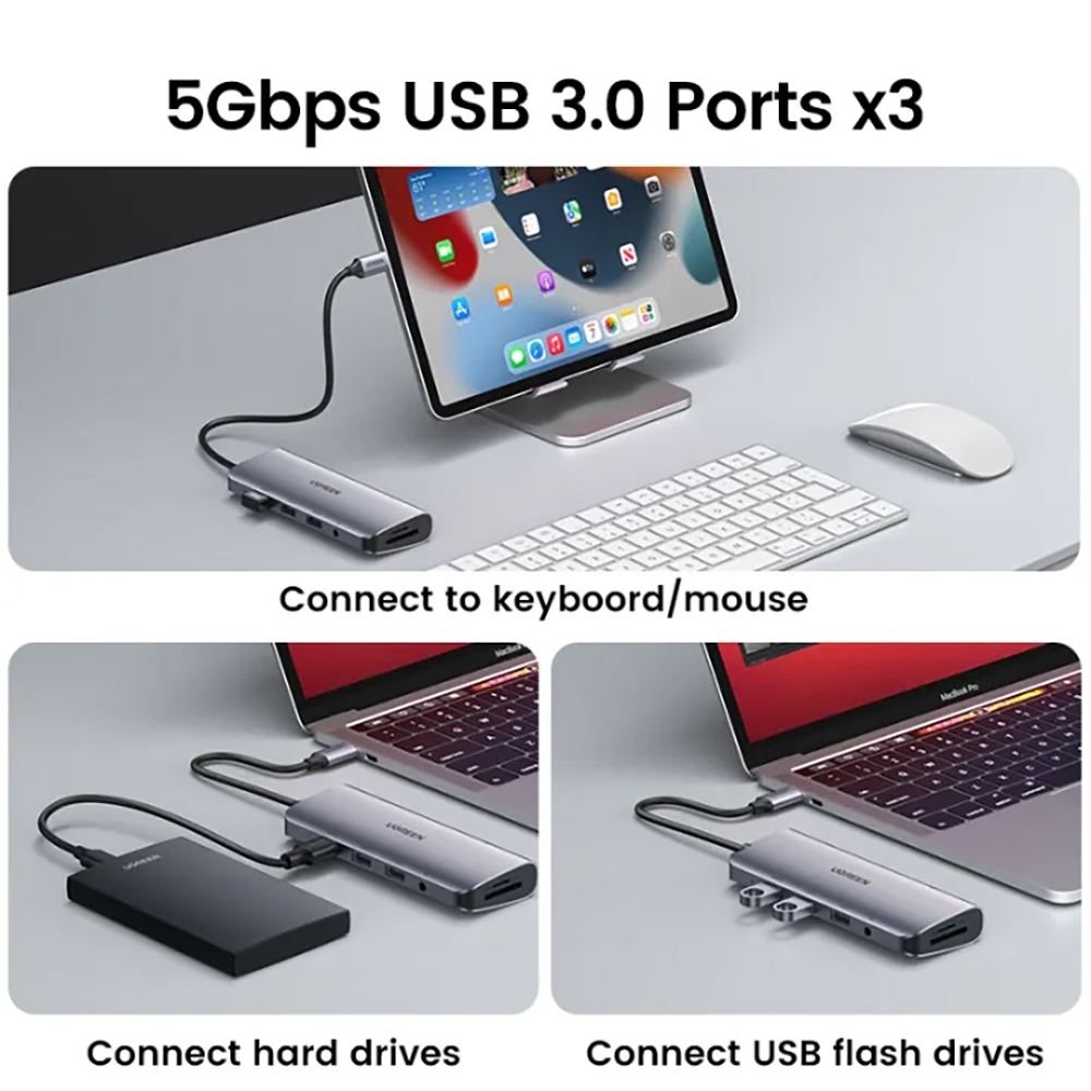 UGREEN USB C Hub 10 in 1 Type C Hub with Ethernet 4K USB C to HDMI VGA ...