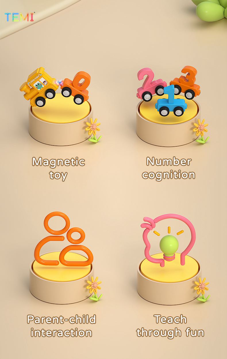 TEMI Magnetic Train Digital Toys Puzzle Children's Learning Assembly ...