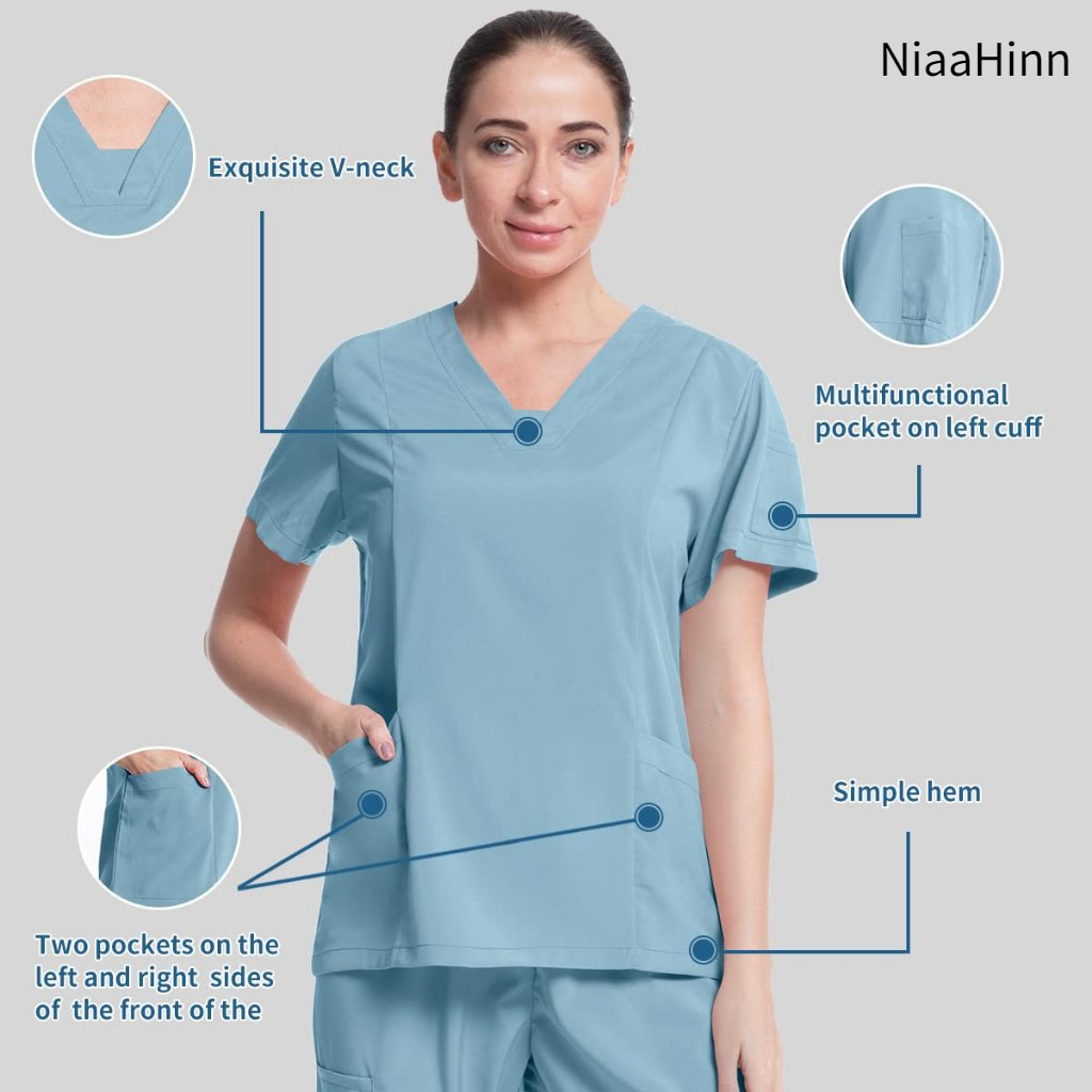 NIAAHINN Scrub Suit NSS-42025LW V-Neck Top Cargo Jogger Pants Basic ...