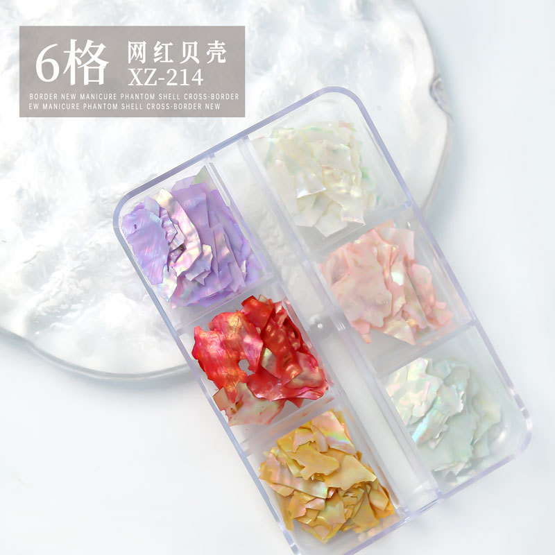 Irregular Shell Mix 6-Compartment Box Nail Accessories for Japanese ...