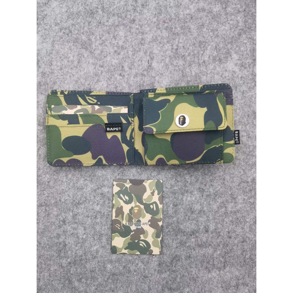 Bape Camo Short Wallet Men's and Women's Folding Canvas Card Bag Zero ...
