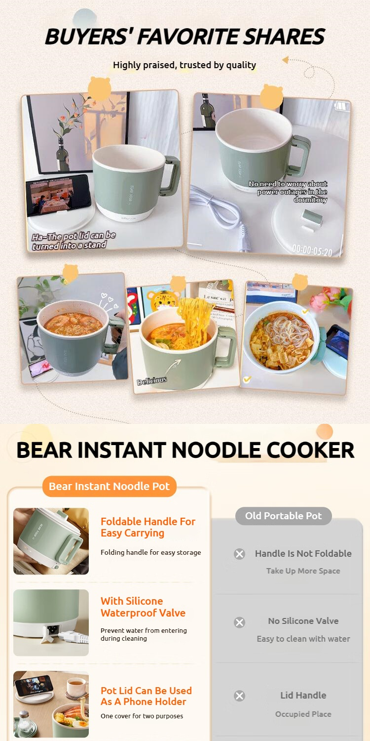 Bear Mini Rice Cooker Portable Electric Cooking Pot Multifunctional ...