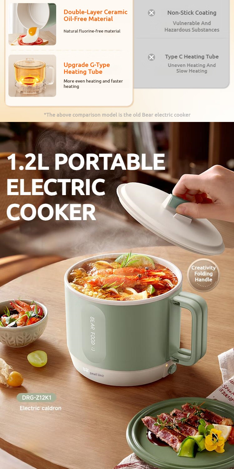 Bear Mini Rice Cooker Portable Electric Cooking Pot Multifunctional ...