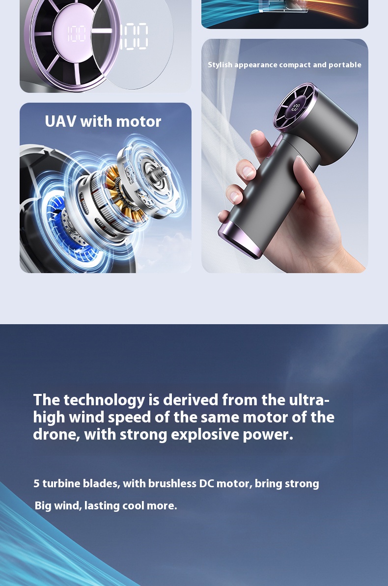 DUUGU high speed fan mini fan rechargeable fan handheld electric fan ...