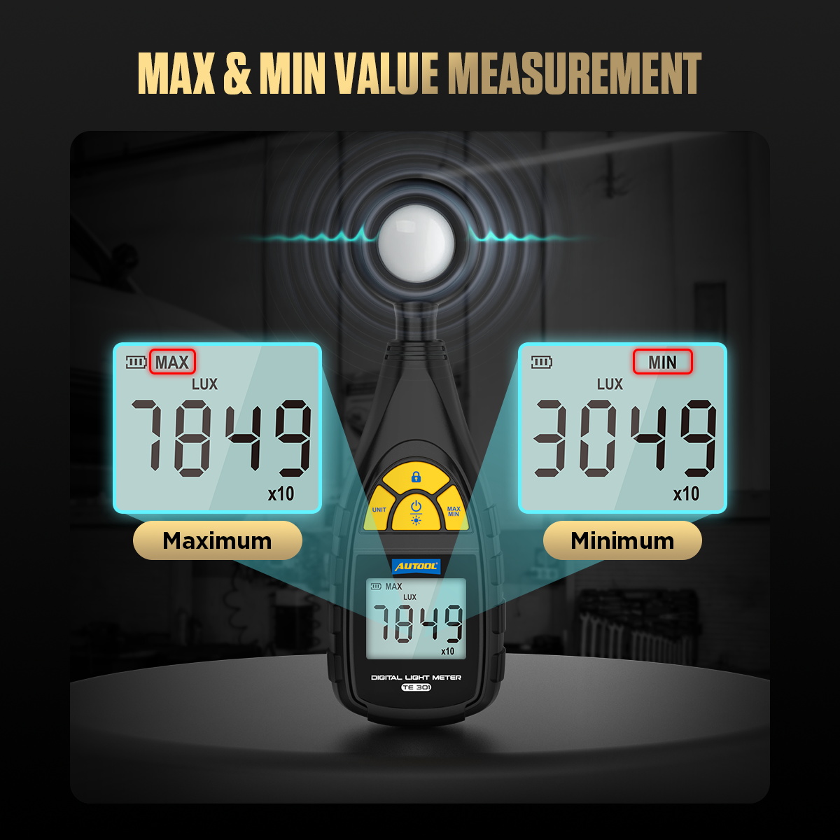 AUTOOL TE301 Digital light meter Digital LED Lux Meter Handheld ...