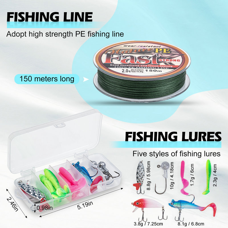 GOTURE Telesscopic Fishing Set Portable Spinning Fishing Rod Reel Line ...